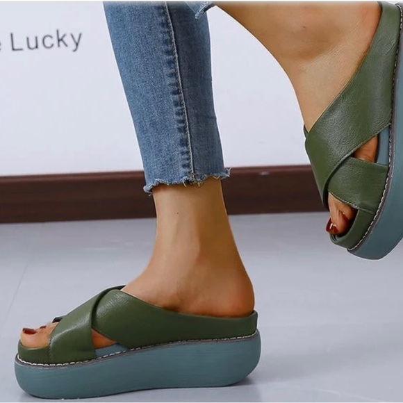 Shoes | Platform Criss Cross Slides Slip On Slide | Poshmark